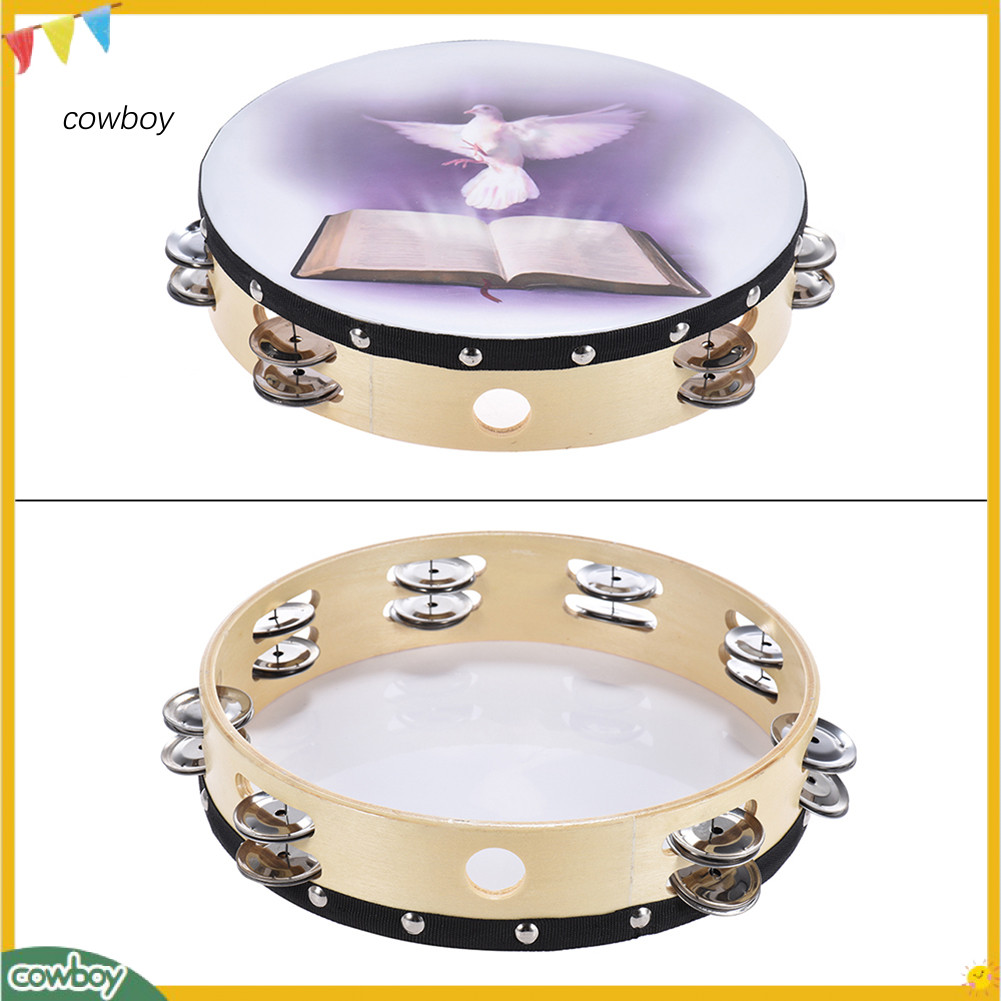 cowboy| 8 Inch Hand Hold Double Row Tambourine Handbell Clap Drum ...
