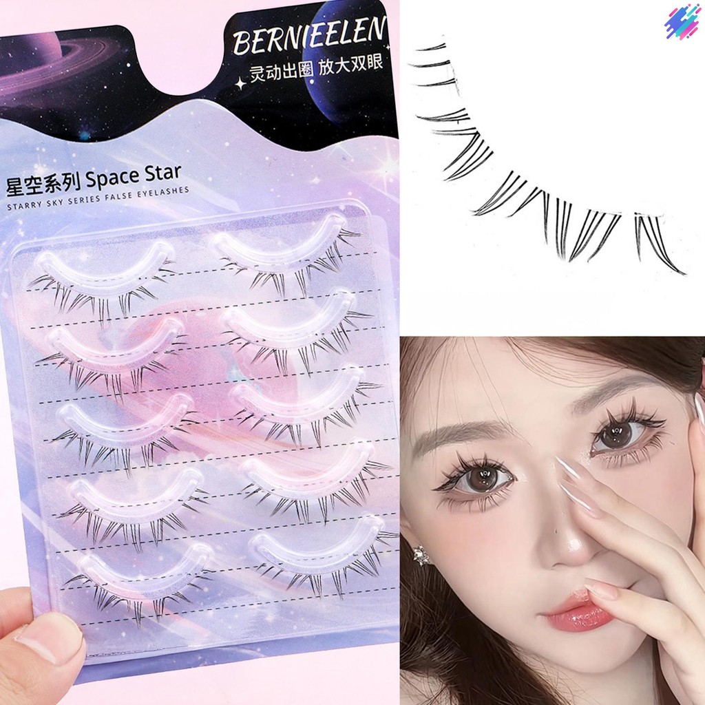 5 Pair Strip Wispy Fake Lower Lashes Doll Eye Natural Asian False ...