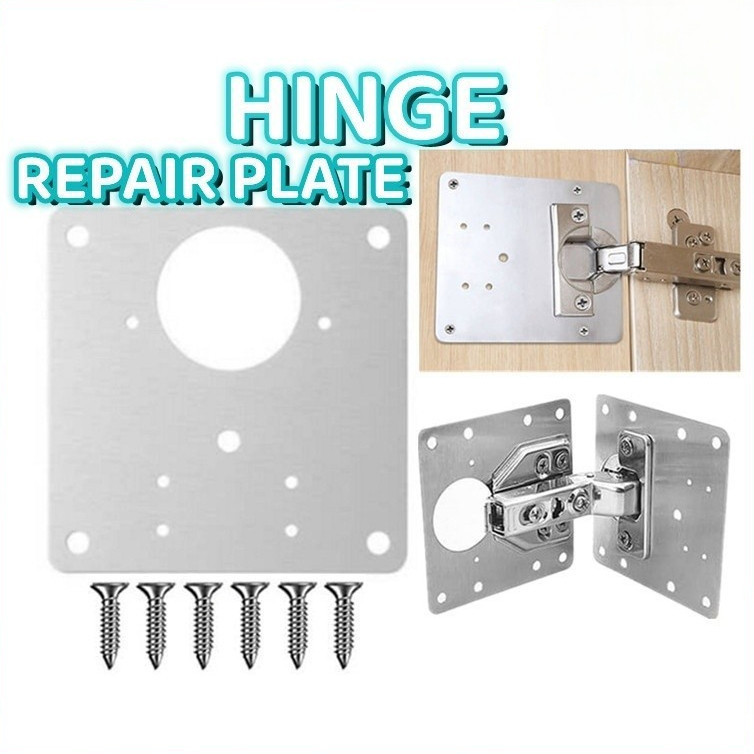 (1 pcs) Hinge Repair Plates Stainless Steel Cabinet Door Repair With ...