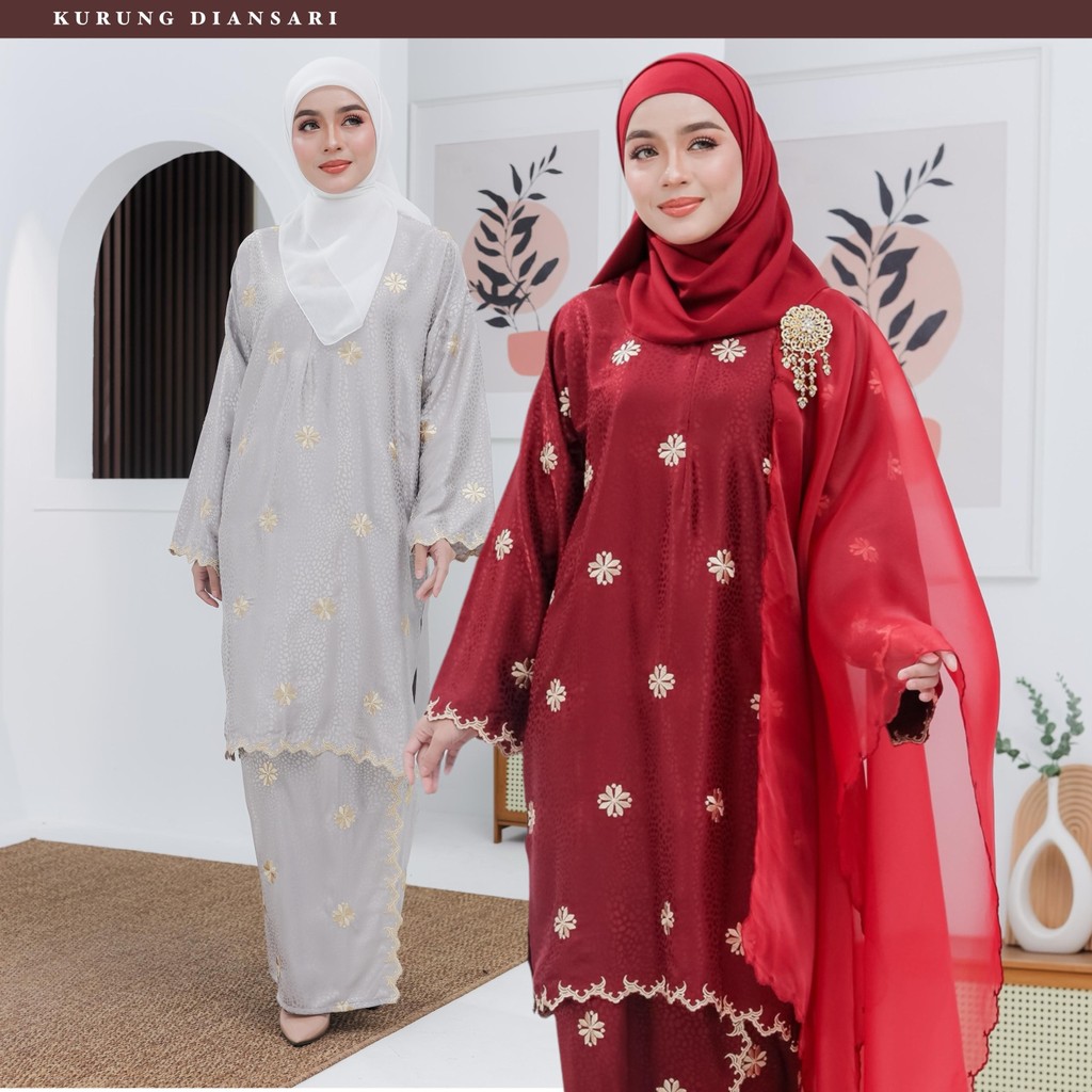 KURUNG DIANSARI Baju Kurung Klasik Loose Baju Wanita Muslimah Lengan ...