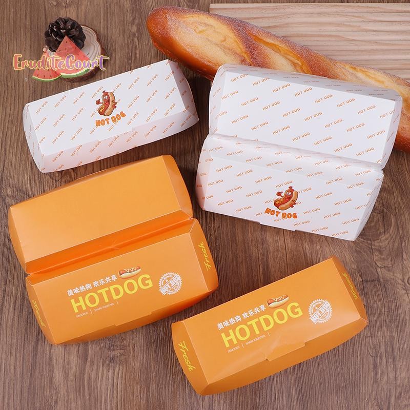 [ECM] 10Pcs Disposable Paper Cheese Hot Dog Package Box With Lid Snack ...