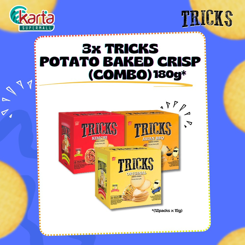 TRICKS Potato Baked Crisps 3 Flavours Combo! (3 x 15g x 12 packs ...