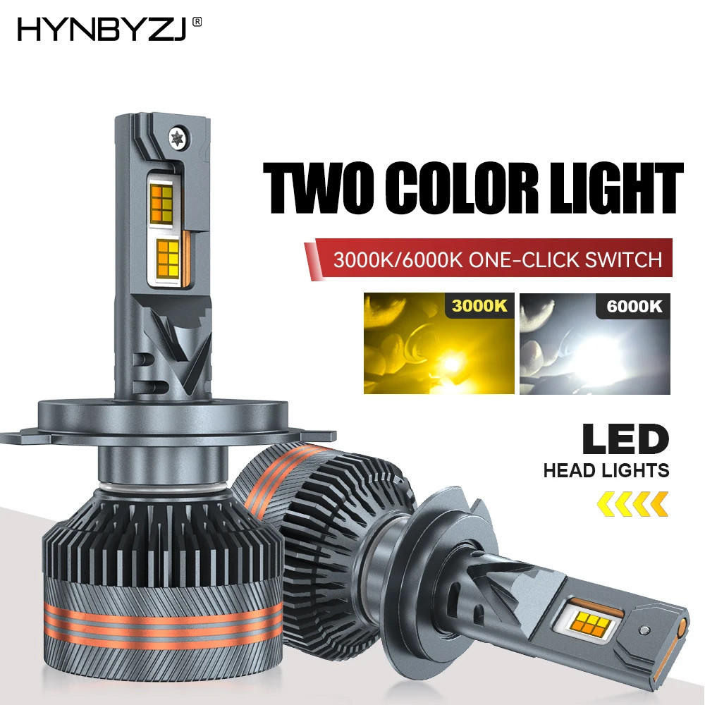 HYNBYZJ Two Color in one 3000K 6000K LED Headlight H1 H3 9005 9006 9012 H4 H7 H8 H9 H11 Car ...