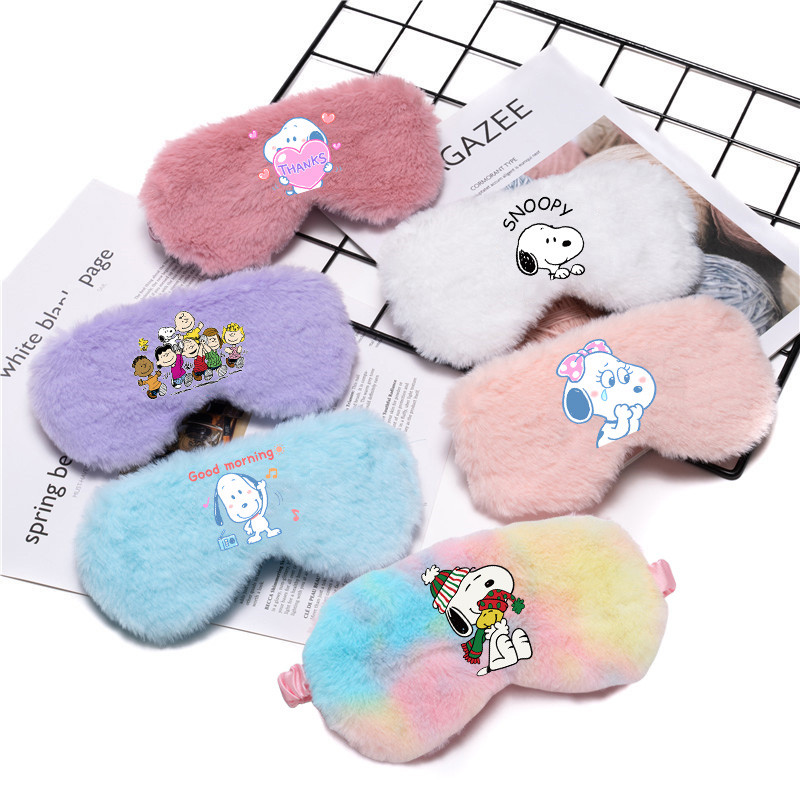 Anime Snoopy Eye Mask Cartoon Eye Covers Plush Eye Protection Shading ...