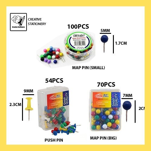 Push Pin / Map Pin / Push Pins Thumb Thumbtack Board Pins | Shopee Malaysia