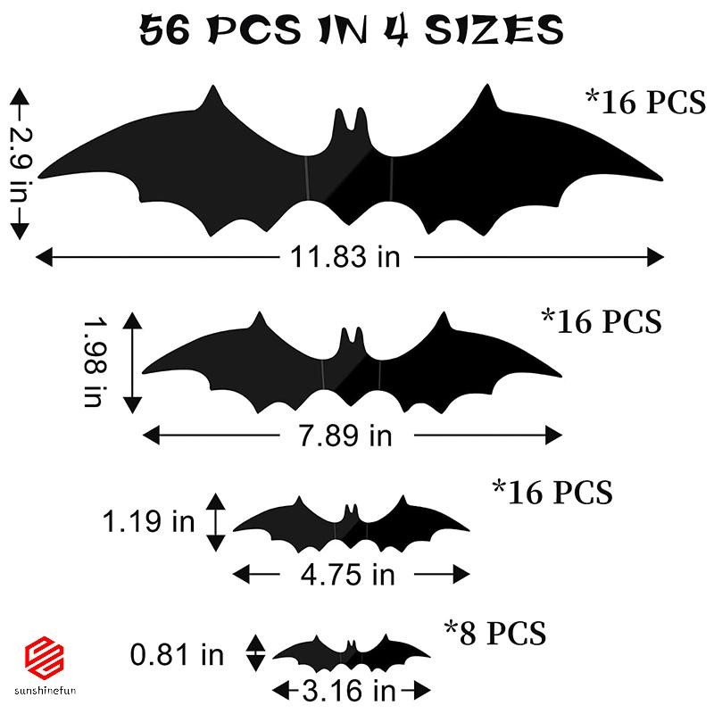 Halloween 3D Bats Decorations 2022 Upgraded Realistic Vintage Goth Wall ...