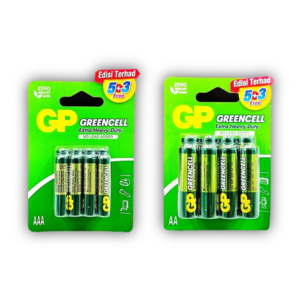 GP GREENCELL BATTERY EXTRA HEAVY DUTY AA / AAA [5+3 PER CARD] LIMITED ...