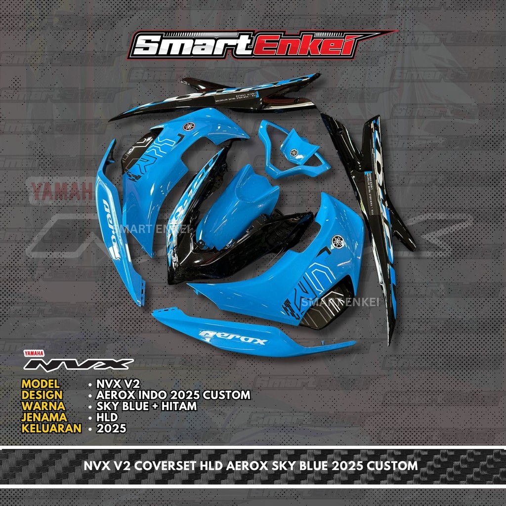 HLD-NVX V2 COVERSET HLD AEROX SKY BLUE 2025 CUSTOM | Shopee Malaysia