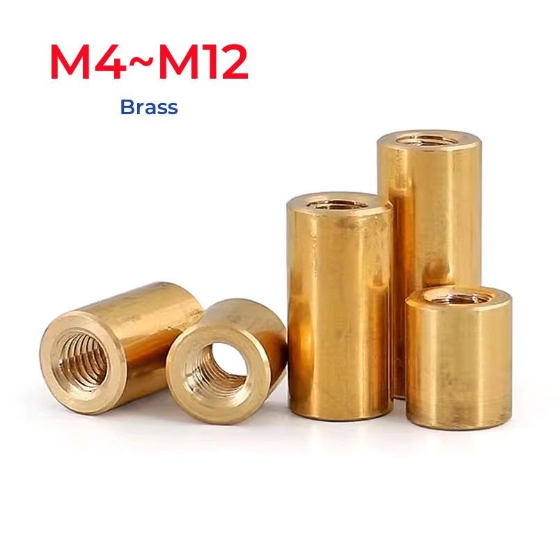 M4 M5 M6 M8 M10 M12 Brass Extend Long Lengthen Round Coupling Nut ...