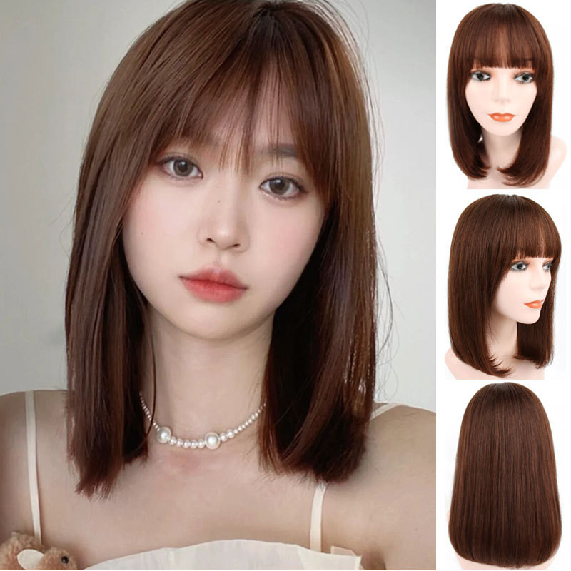 Topi Rambut Palsu untuk Wanita Rambut Manusia Sebenar Topi Rambut Palsu ...