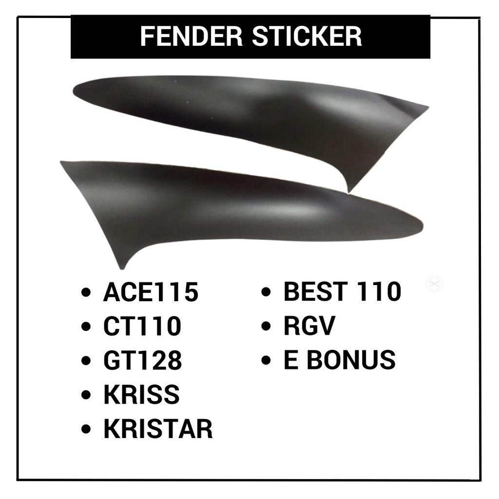 FRONT FENDER STICKER HITAM - ACE CT110 GT128 KRISS 1 2 FL KRISTAR BEST ...