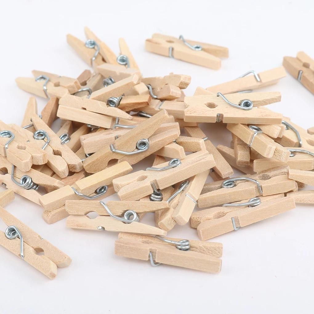 50/100PCS Mini Wooden Clips Handmade Craft Decorative Photo Clips ...