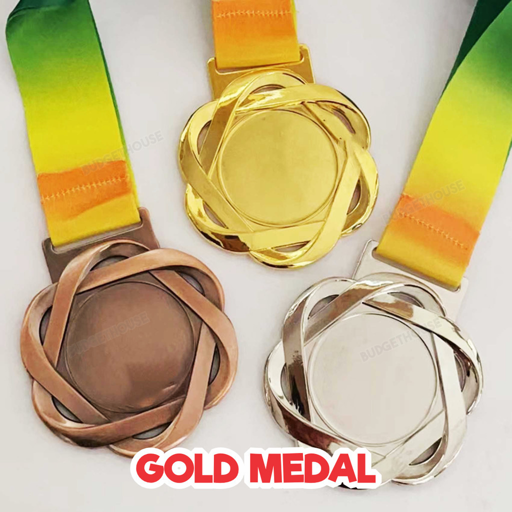 METAL Medal Both Side Sticker Medal Besi With Ribbon Alloy Gold,Silver ...