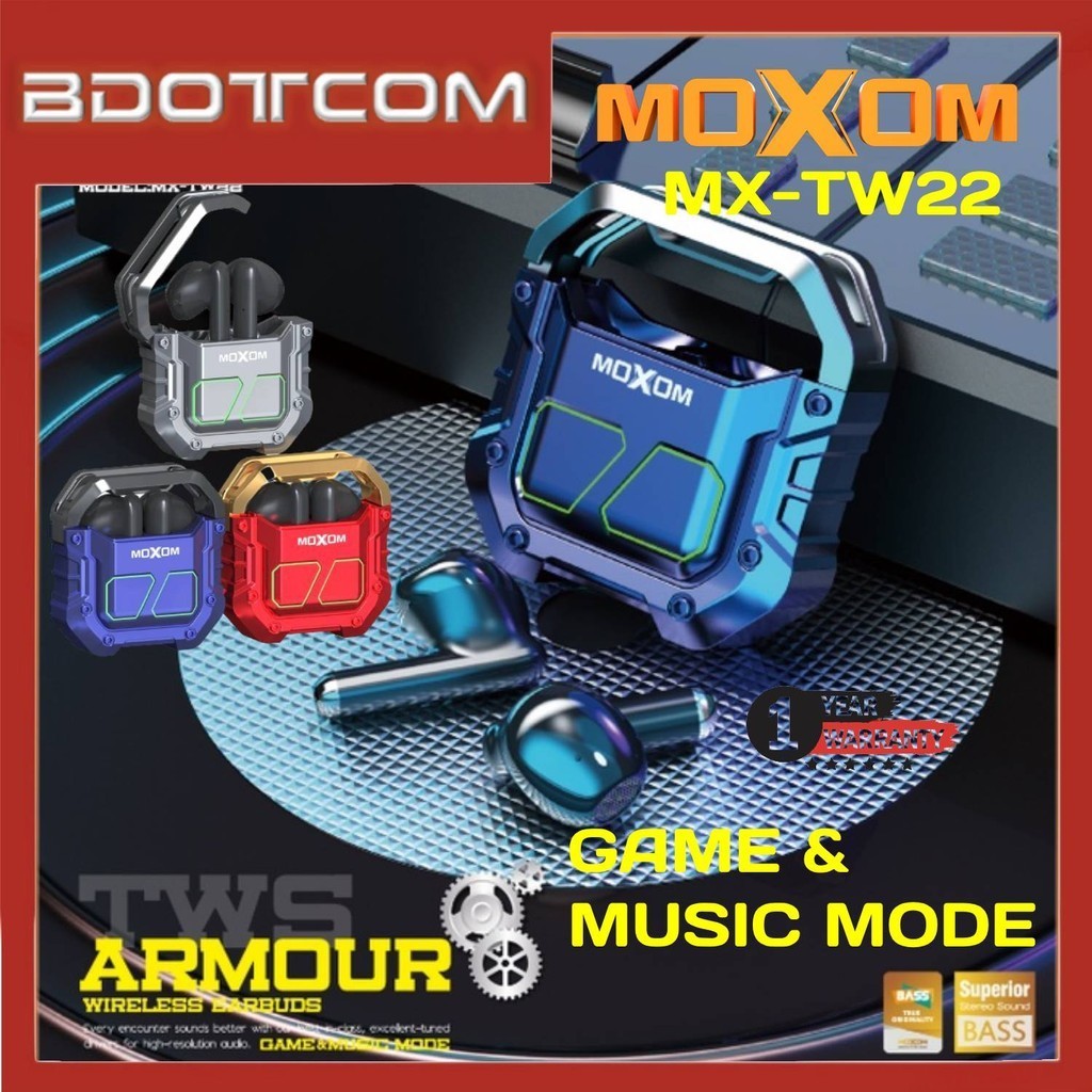 MOXOM MX-TW22 TWS ARMOUR WIRELESS EARBUDS BLUETOOTH FOCUS GAMING ...