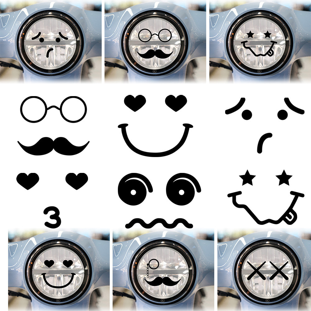 Emoji Motorcycle Headlight Sticker Cute Smiley Face Decal for Piaggio ...