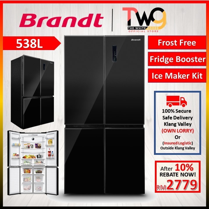 [FREE SHIPPING] BRANDT 538L GLASS DOOR INVERTER 4 DOOR SIDE BY SIDE ...