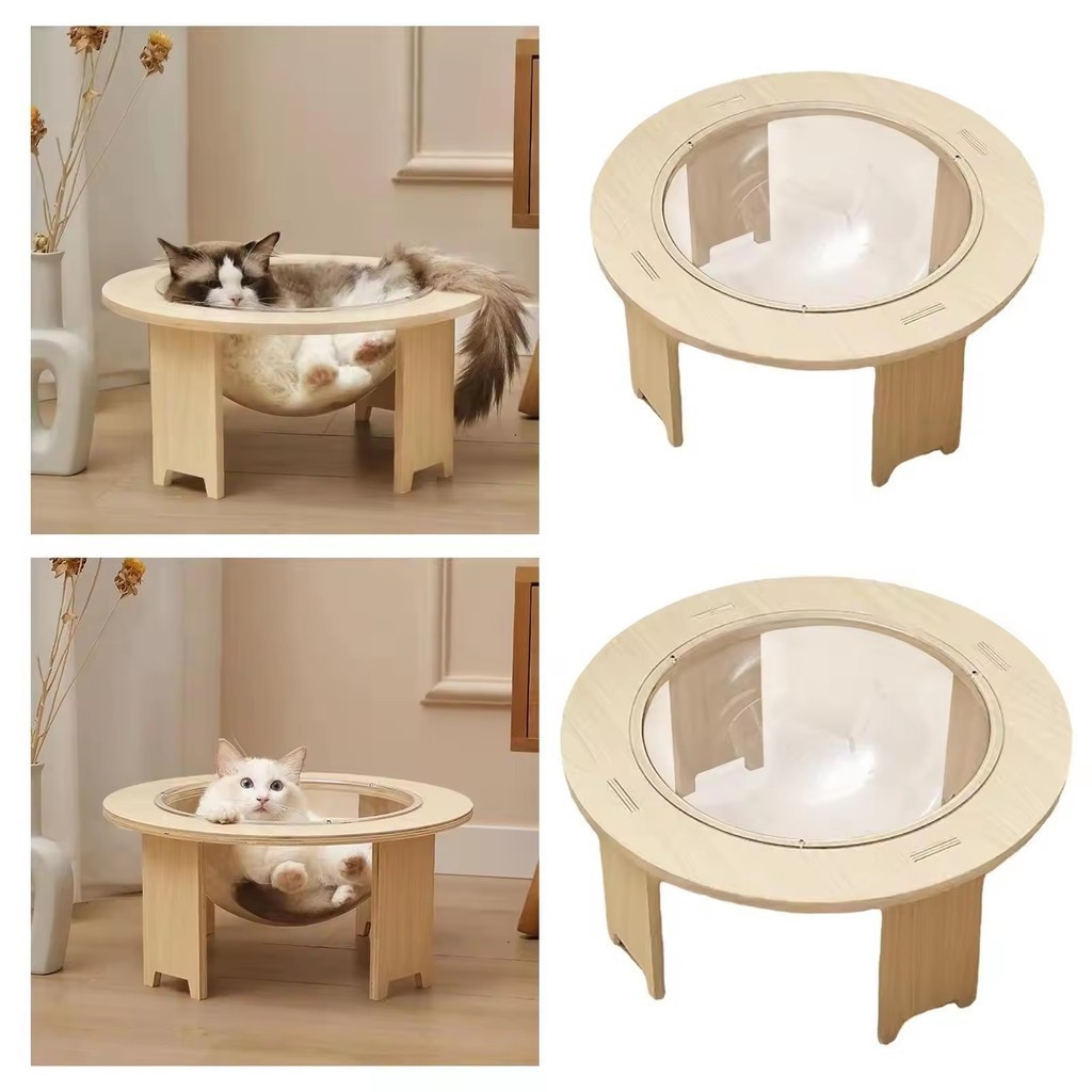 Space Capsule Cat Bed Detachable Wood Stand Nest Easy Cleaning Summer ...