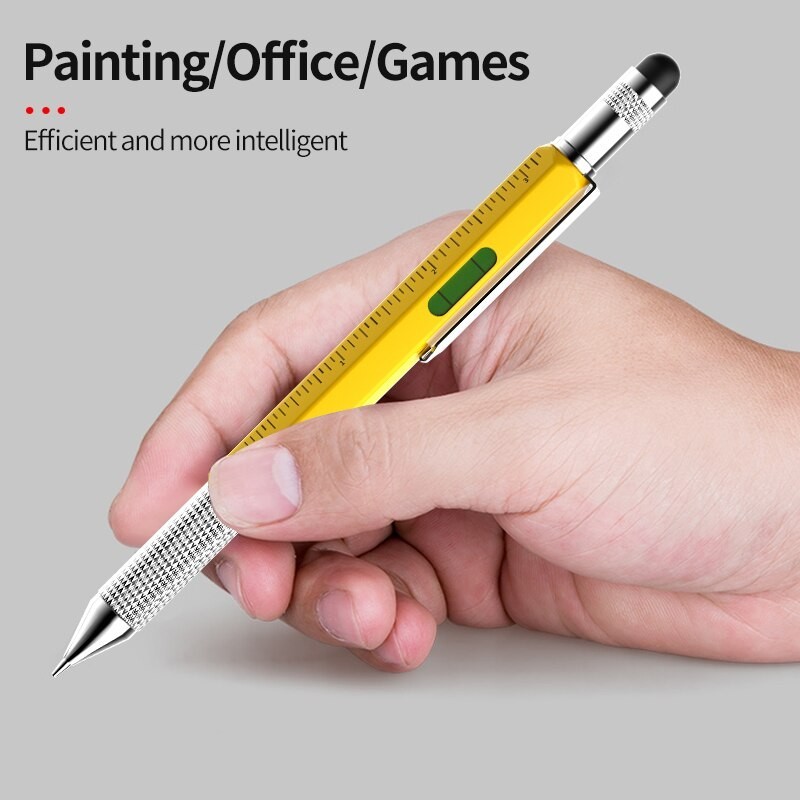 6In1 Multifunctional Tool Pen Scale Level Gauge Screwdriver Capacitor ...