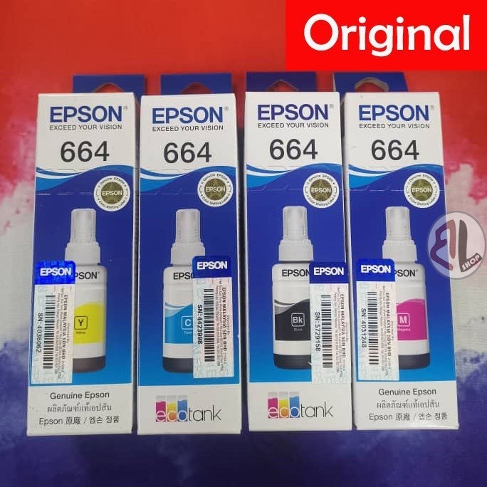 Official Epson T664 70ml Refill Ink L120 L210 L360 L405 L565 L385 L1300 ...