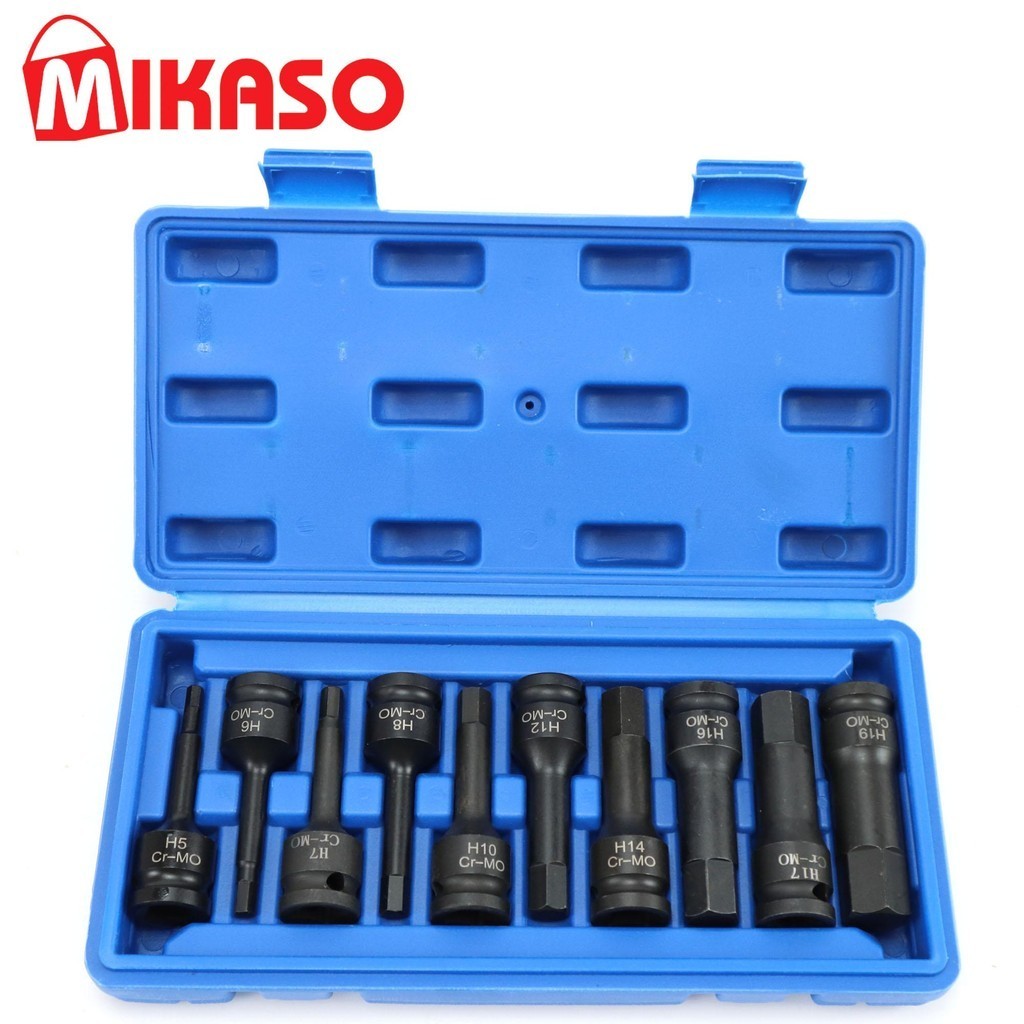 10 PCS MIKASO HEXAGON HEX CRMO Heavy Impact Wrench HEX Socket Set H4,5 ...