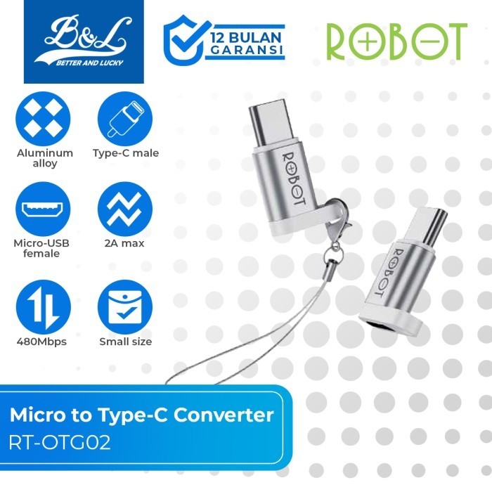 Robot RT-OTG02 Converter Female Micro-USB to Type-C Male Adapter Small ...
