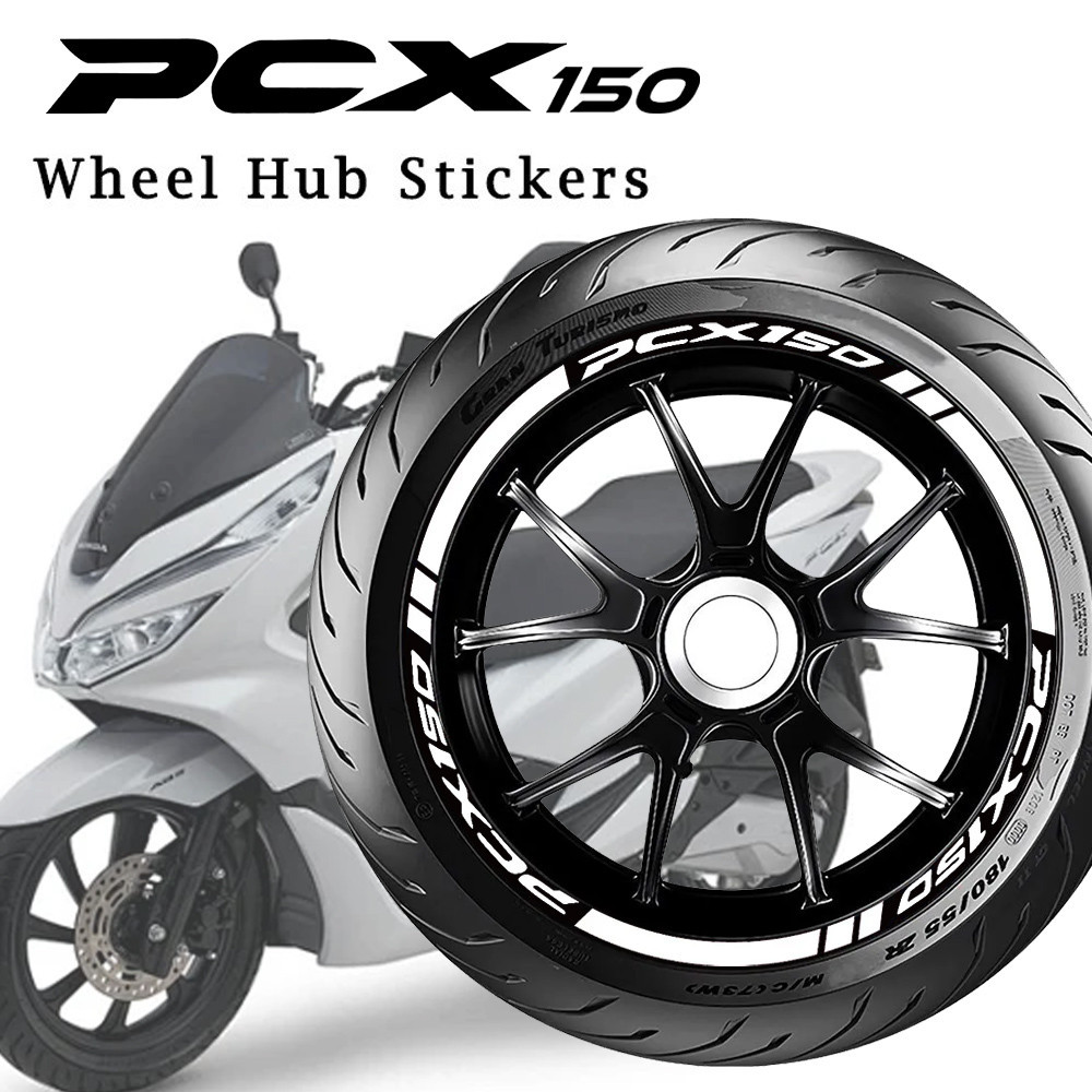 For Honda PCX 150 14'' Inches Motorcycle Wheel Stickers Reflective Rim ...