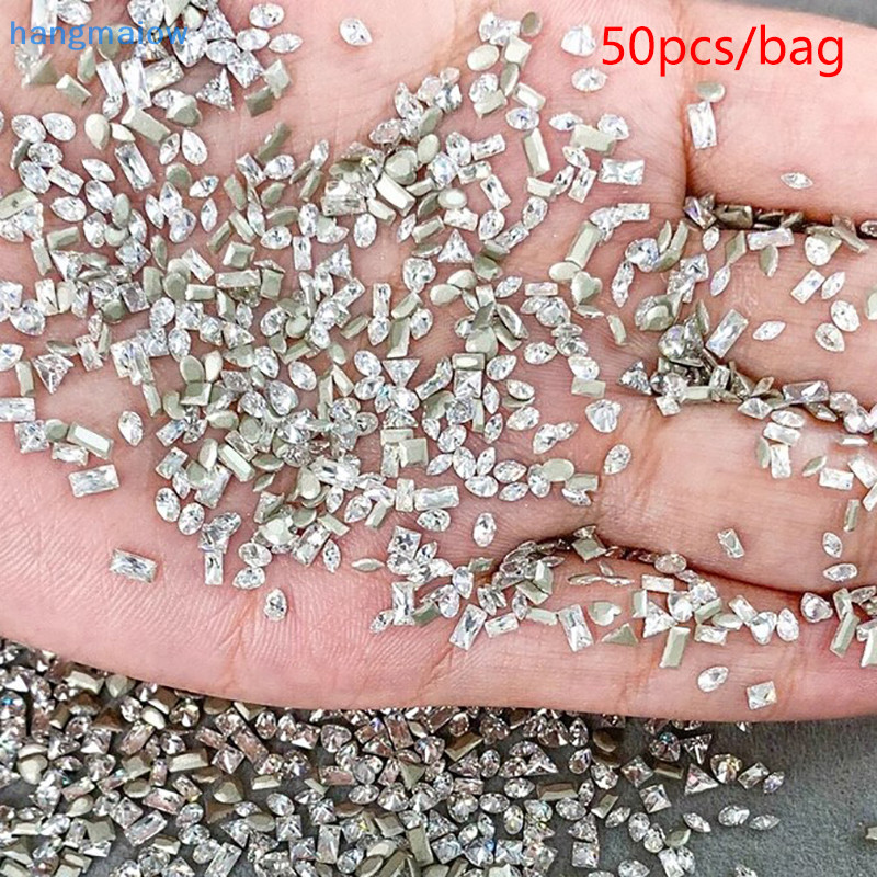 {hangmaiow} 50pcs Mini Shaped Crystal Diamond Nail Decorations Flat ...