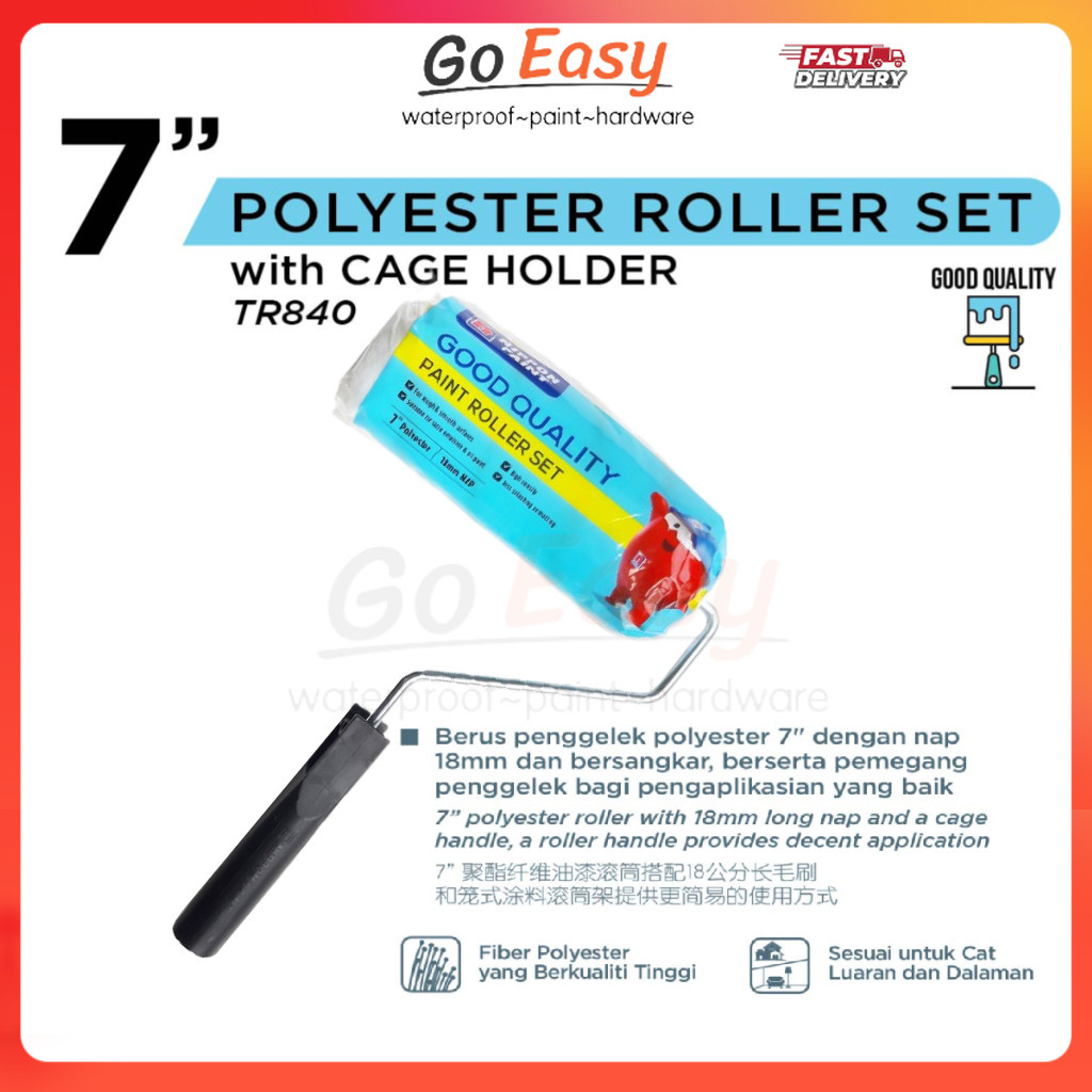 Nippon 7'' Paint Roller With Handle Set TR840 l Penggelek Cat Dengan ...