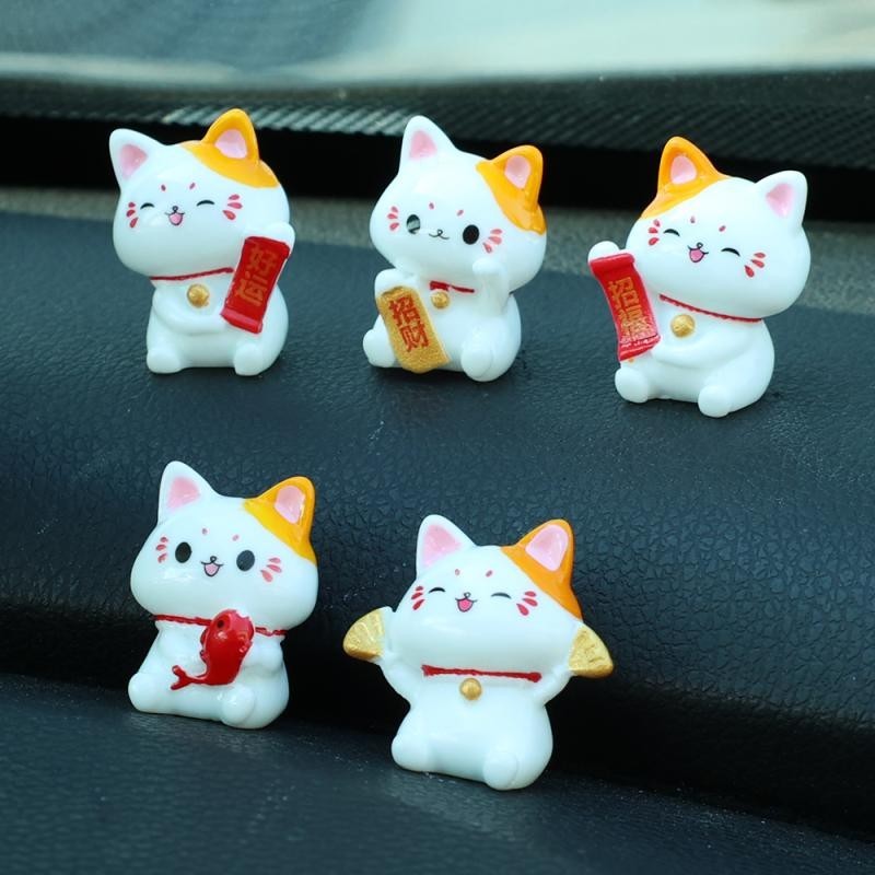 Lucky Cat Car Ornaments - Cute, Cartoon, Mini - For Car Center Console ...