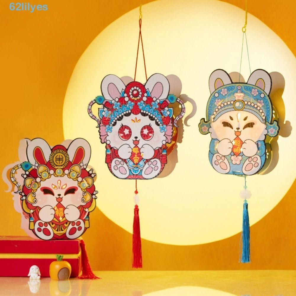 LILYES Handheld Rabbit Lantern, Handmade Cartoon Mid-Autumn Festival ...