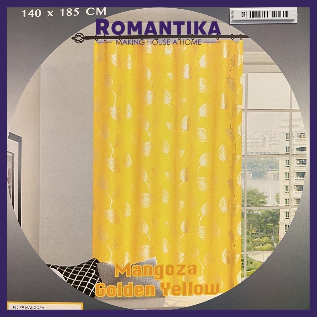 Romantika Loren Viral Curtain French Pleat Hook GOLDEN YELLOW Fabric ...