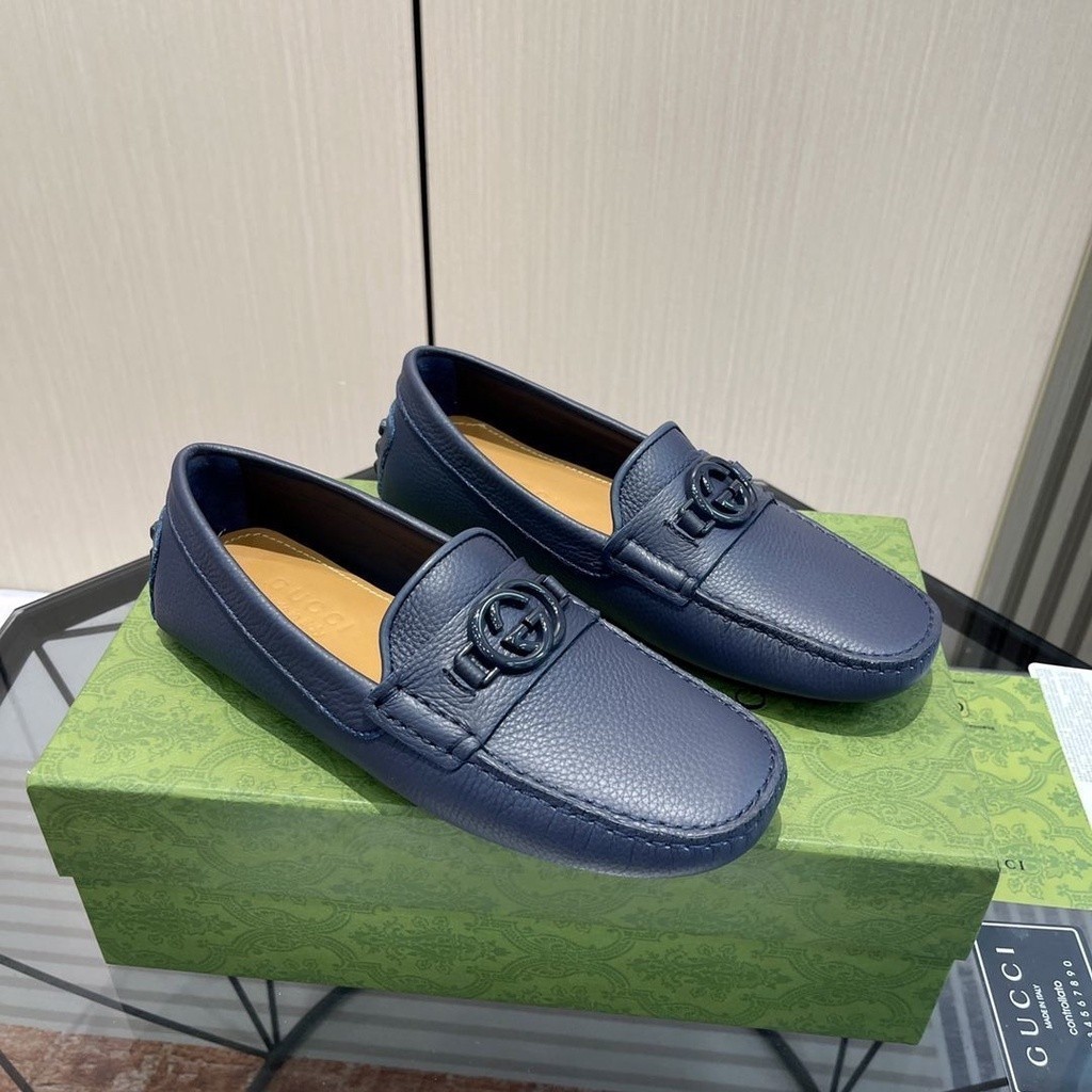 Classic Peas Shoes Men's Shoes Soft Genuine Leather Metal G Buckle ...