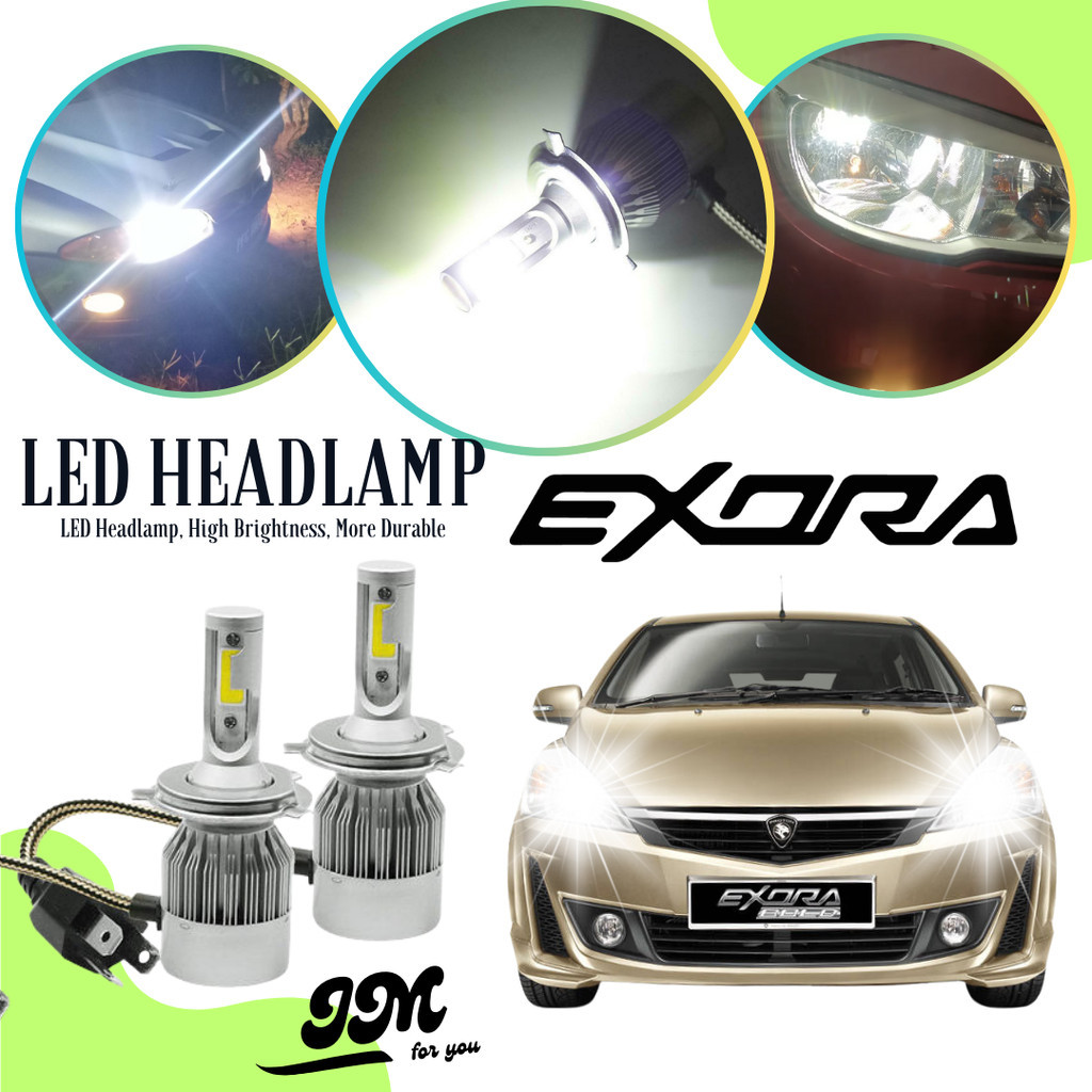 EXORA HEADLAMP LED BULB FAN WHITE 6000K Car Head Light Lamp Spotlight ...