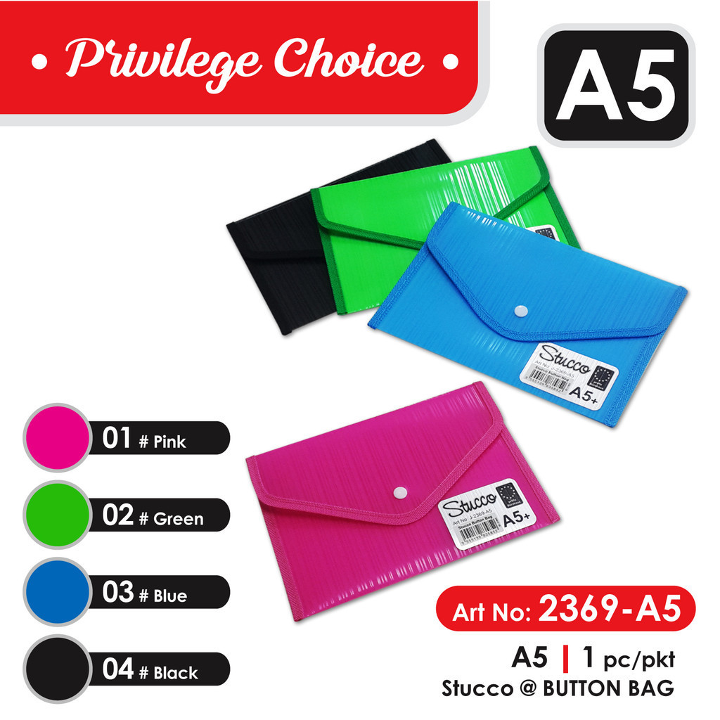 2369 - Prefix Button Bag Stucco A5 Button Bag A5 Button File A5 ...