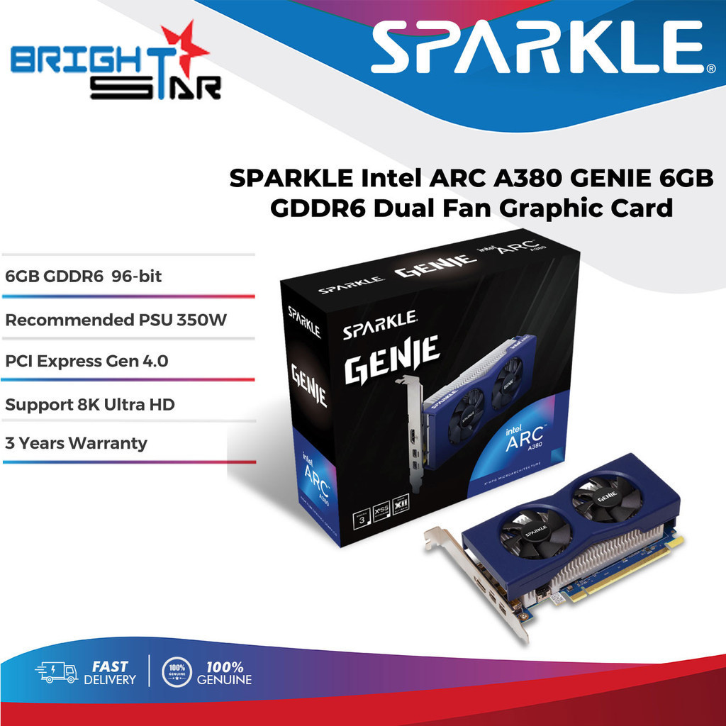 SPARKLE Intel ARC A380 GENIE 6GB GDDR6 Dual Fan Graphic Card | Shopee ...