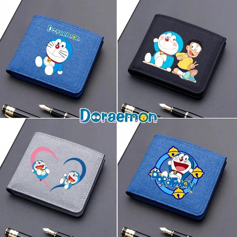 Doraemon Cartoon Wallet Cute Print Pattern Built in Zipper Wallet ...