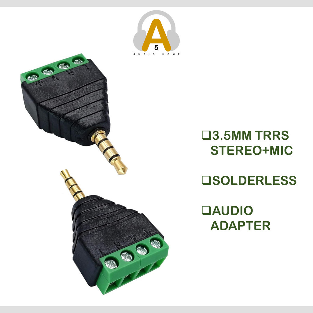 3.5mm Stereo Mic TRRS Solderless 4 Pole Male to Screw Terminal Female ...