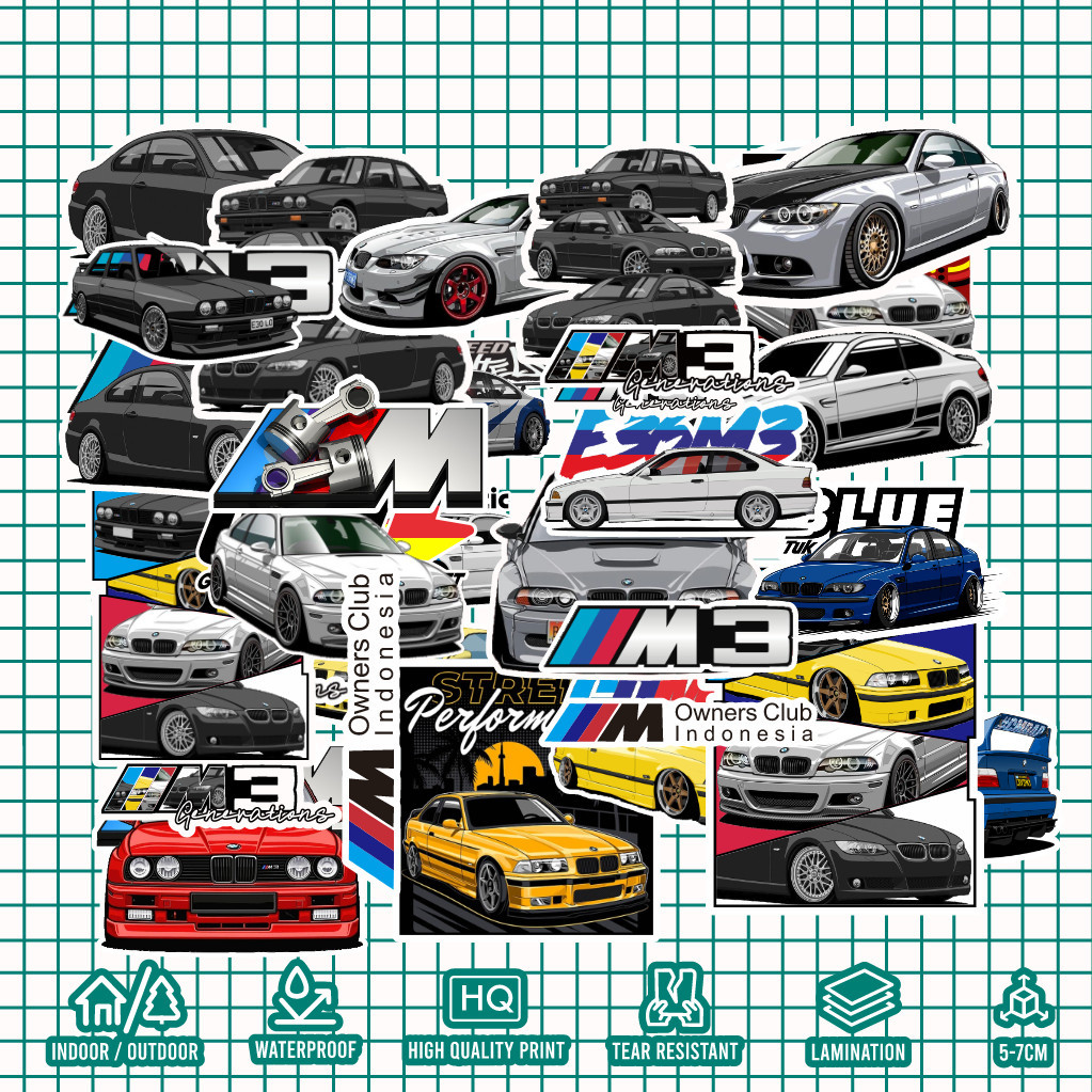 Krmk Sticker Pack BMW E30 E46 E92 M3 GENERATION Car Sticker | Shopee ...