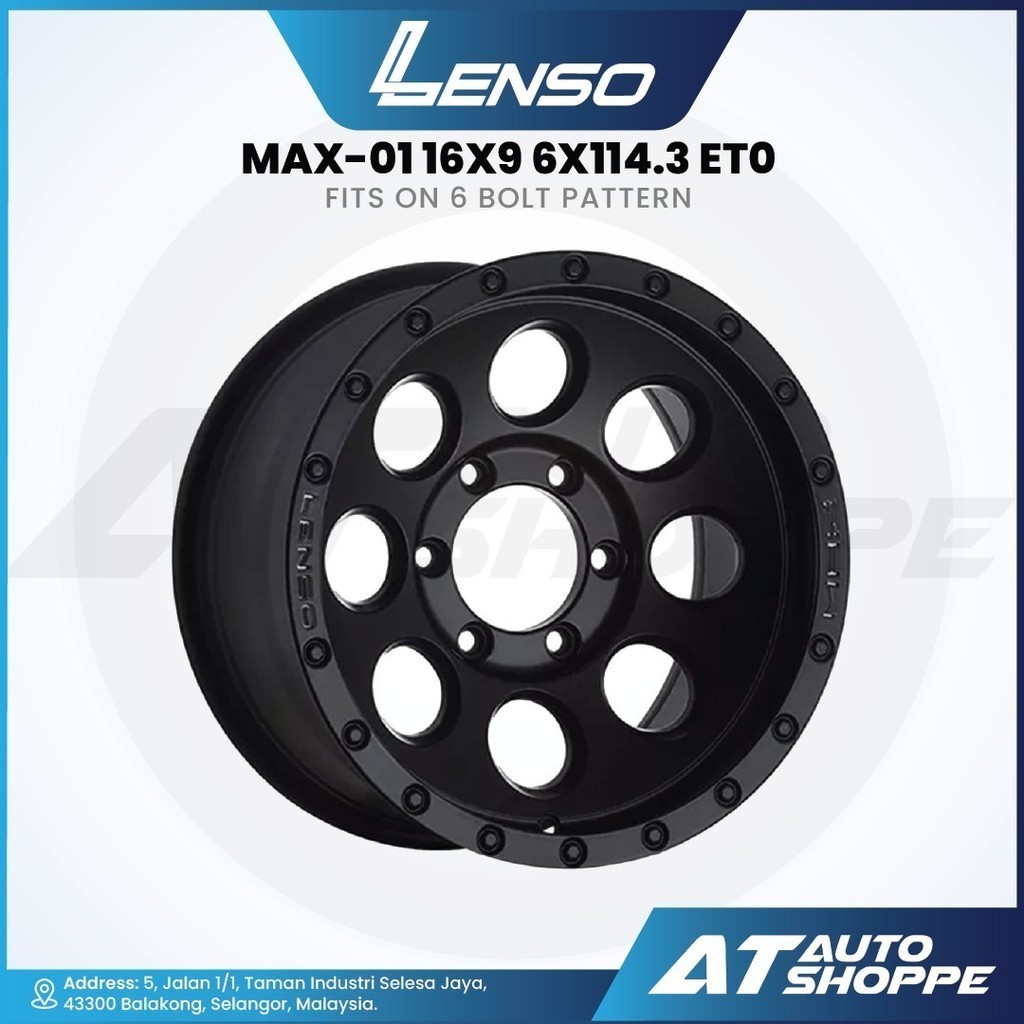 Lenso MAX-01 - Matte Black 16x9 ET0 6x114.3 (1 Piece) | Shopee Malaysia