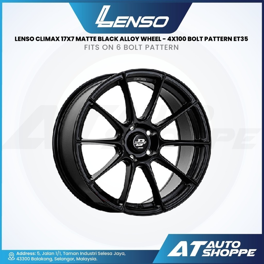 Lenso Climax - Satin Black 17x7 ET35 4x100 ( 1 Piece) | Shopee Malaysia