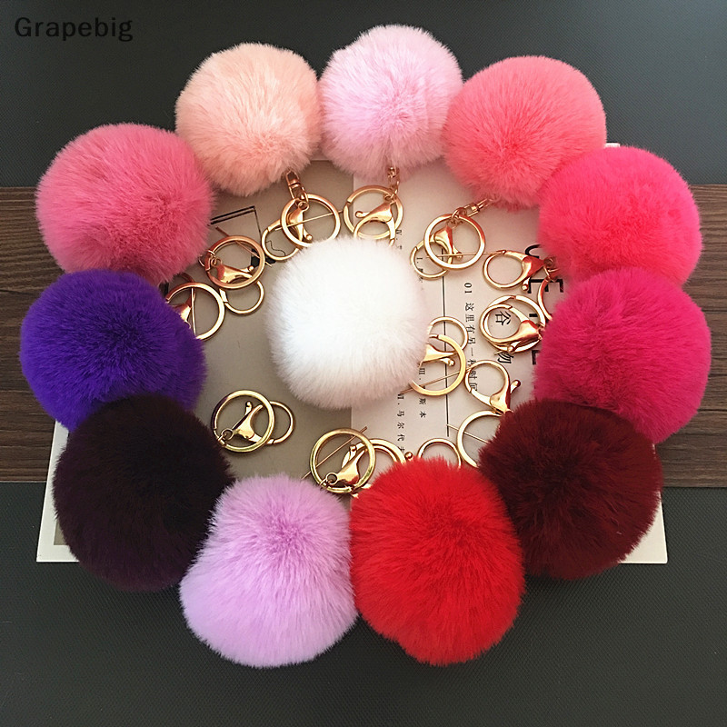 Grapebig 8cm Cute Key Soft Fluffy Fur Ball Keychain Fluffy Key Chains ...