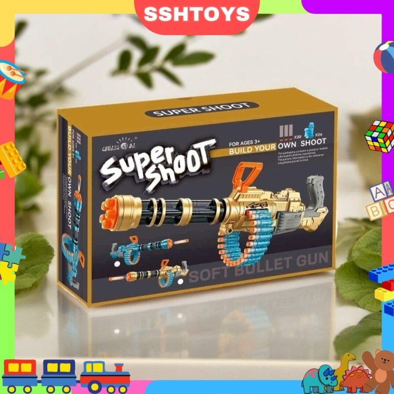 M134 Gatling Mini Toy Shooter Rapid Fire Soft Bullet Shooter Battery ...