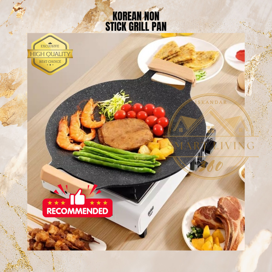 Korea Non-Stick BBQ Grill Pan Korean Outdoor Camping Indoor Frying Pan ...