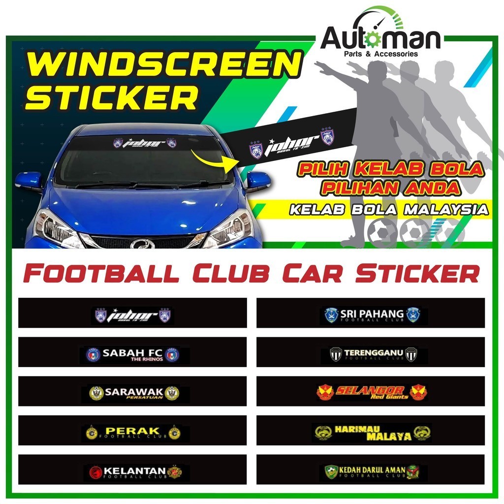 Universal Car Malaysia Football Club Windscreen Sticker Front Rear saga ...