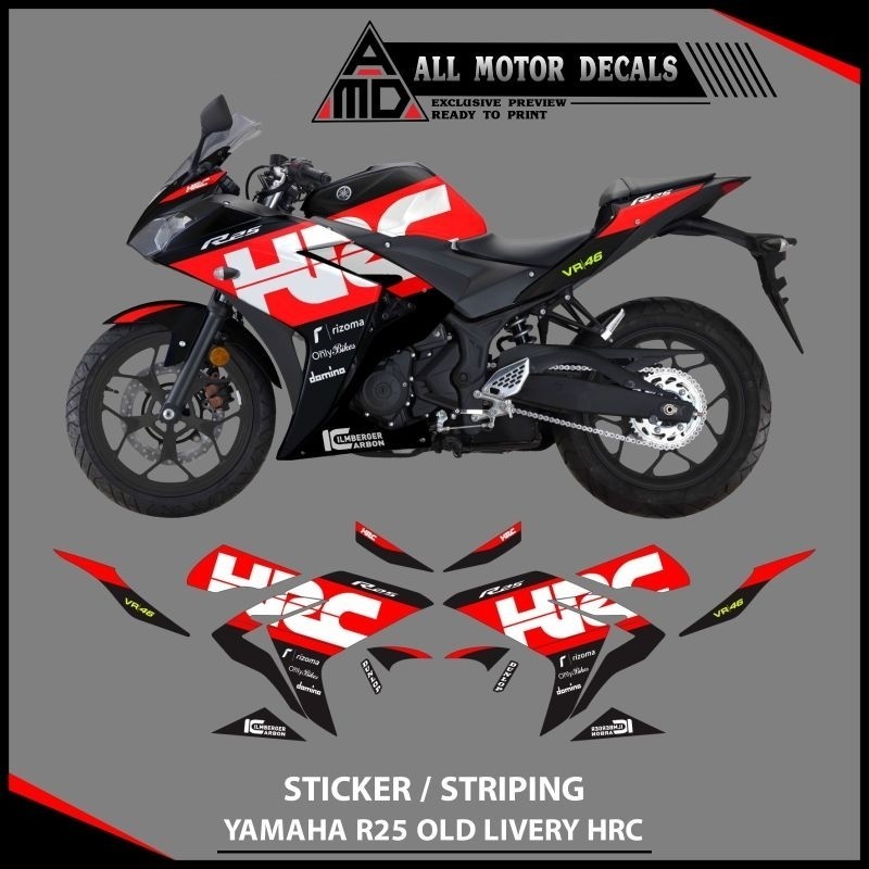 Striping Sticker Yamaha R25 Old Hrc Custom Design/Old R25 Sticker/Decal ...