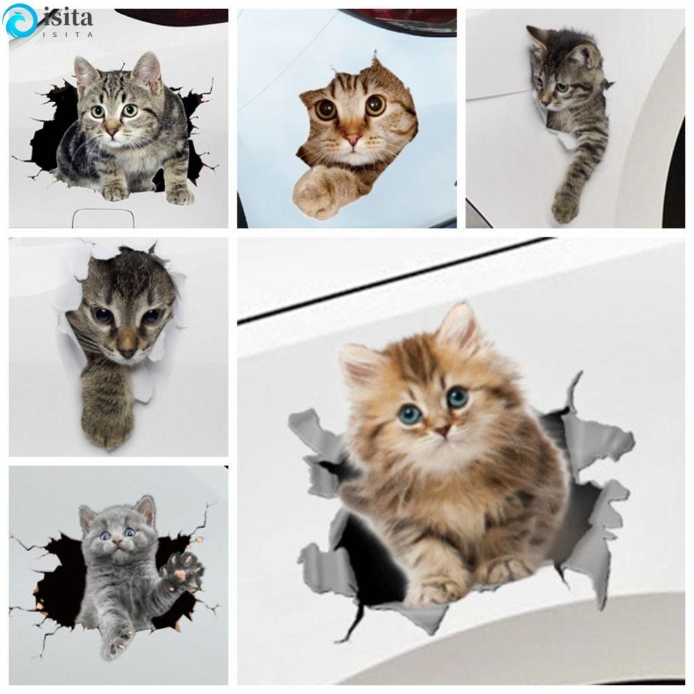 ISITA Cat in The Crack Sticker, Waterproof 3D Cat Car 3D Cat Stickers ...