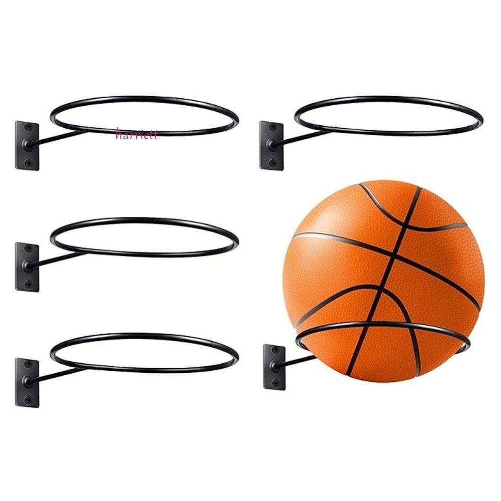 HARRIETT Basketball Rack, Wall Mounted Wrought Iron Football Display ...