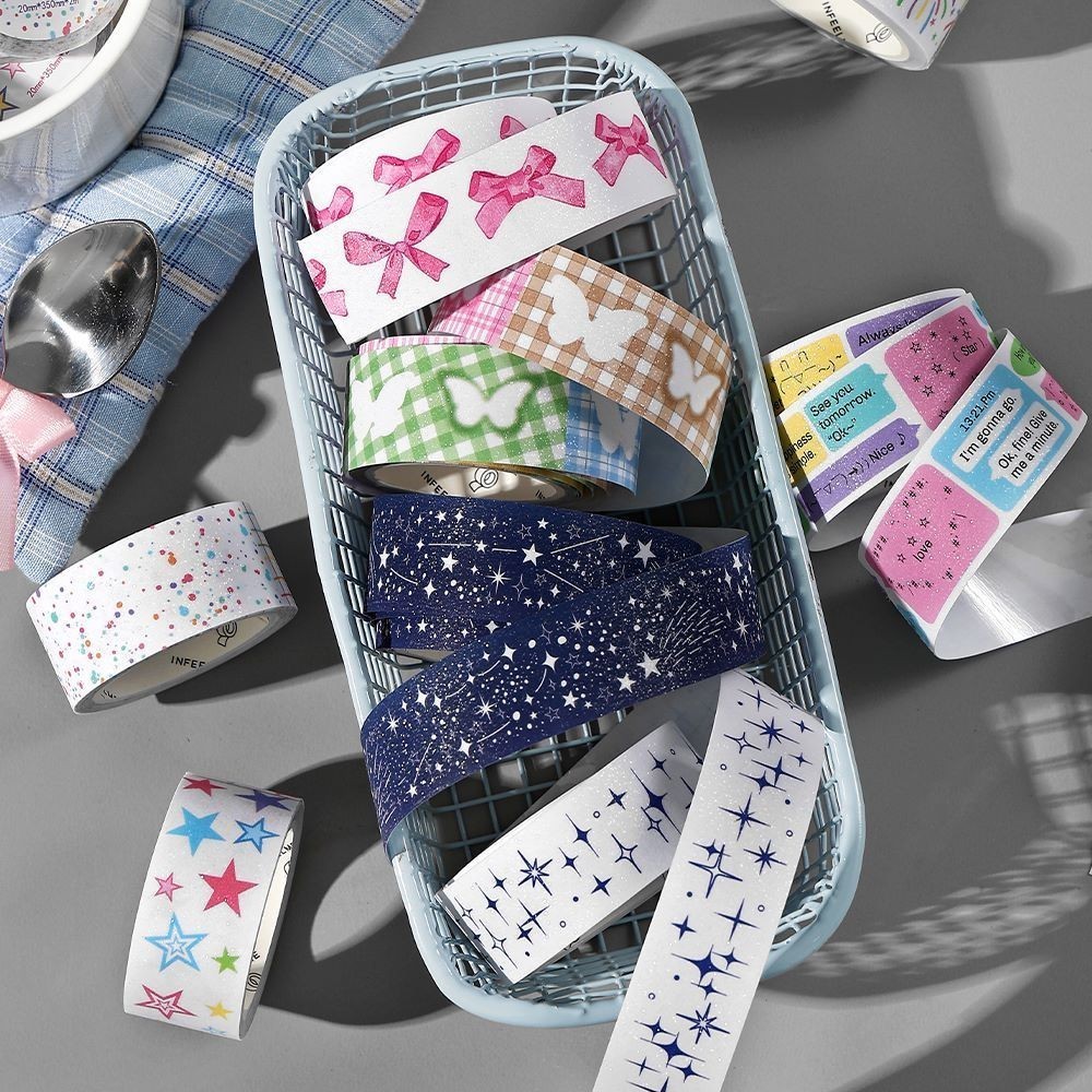 DIY Glitter Washi Tape Set Colored Masking Tape Cute Symbol Butterfly ...