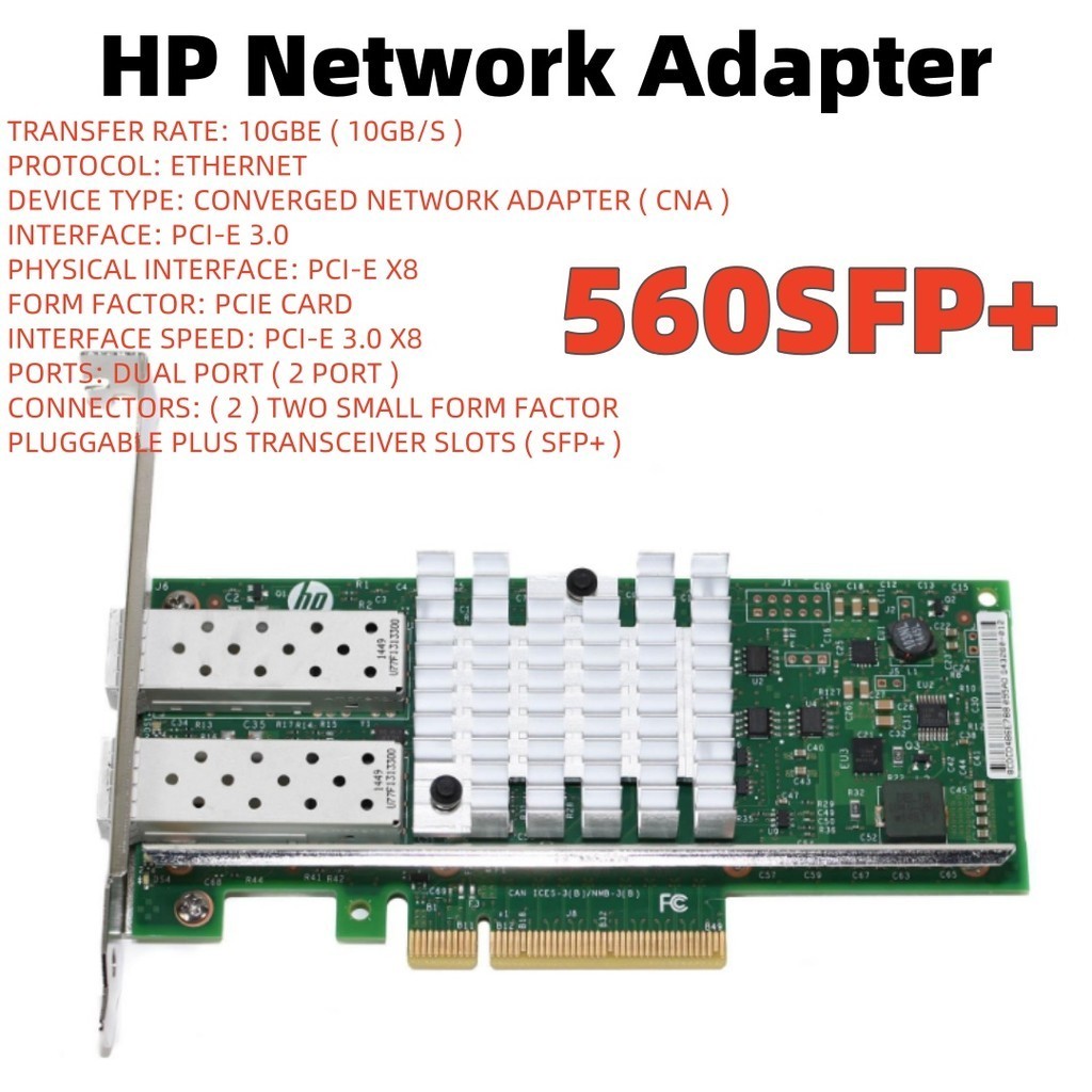 HP 560SFP+ 669279-001 X520-DA2 10GB Dual Port SFP Network Adapter ...