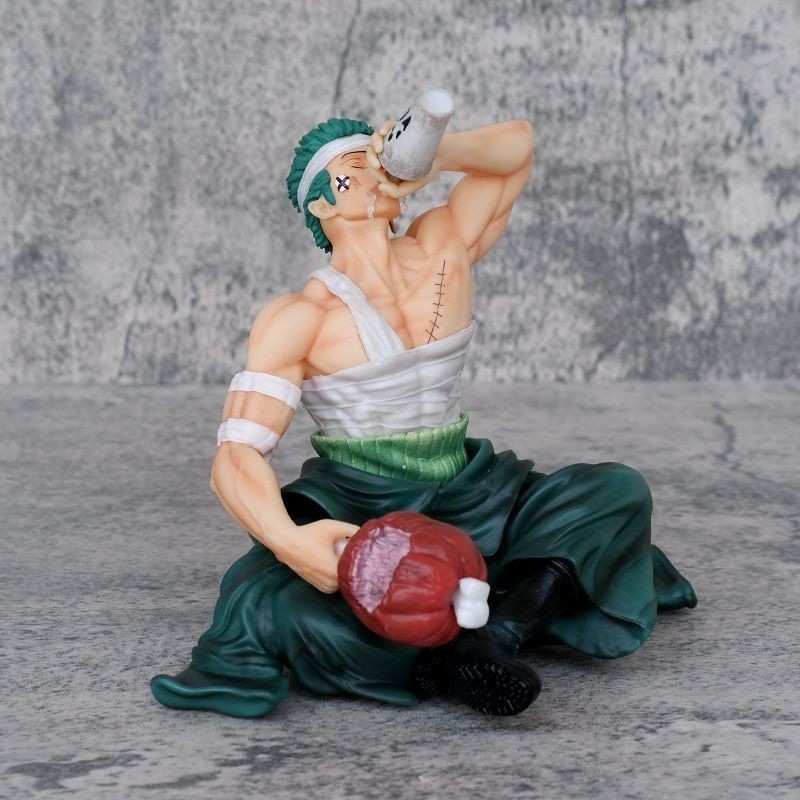 One Piece Ronoa Zoro Sitting Posture Drinking Zoro Scene Figure ...